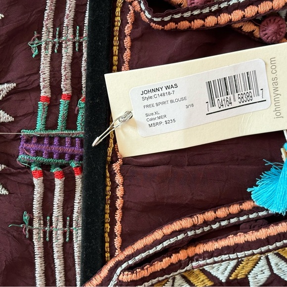Johnny Was | Tops | Johnny Was Nwt Merlot Free Spirit Embroidered Top ...